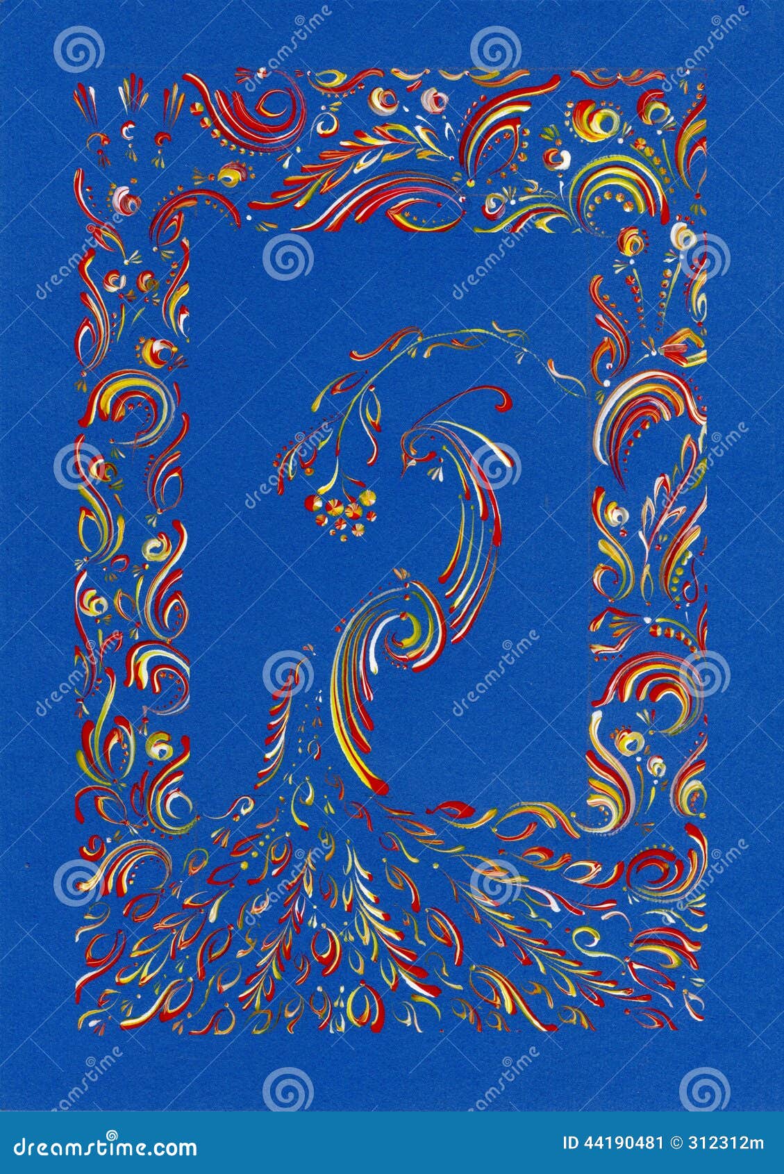 Painting - Postcard with Folklore Pattern and Dark Stock Illustration ...