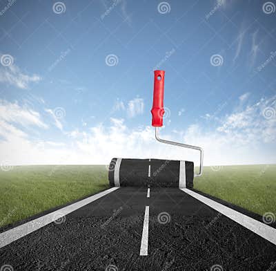 Painting the road stock image. Image of navigation, construction - 28716773