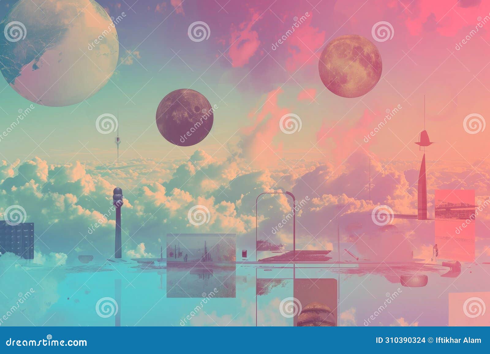 This Painting Showcases a Sky Filled with an Array of Clouds and ...