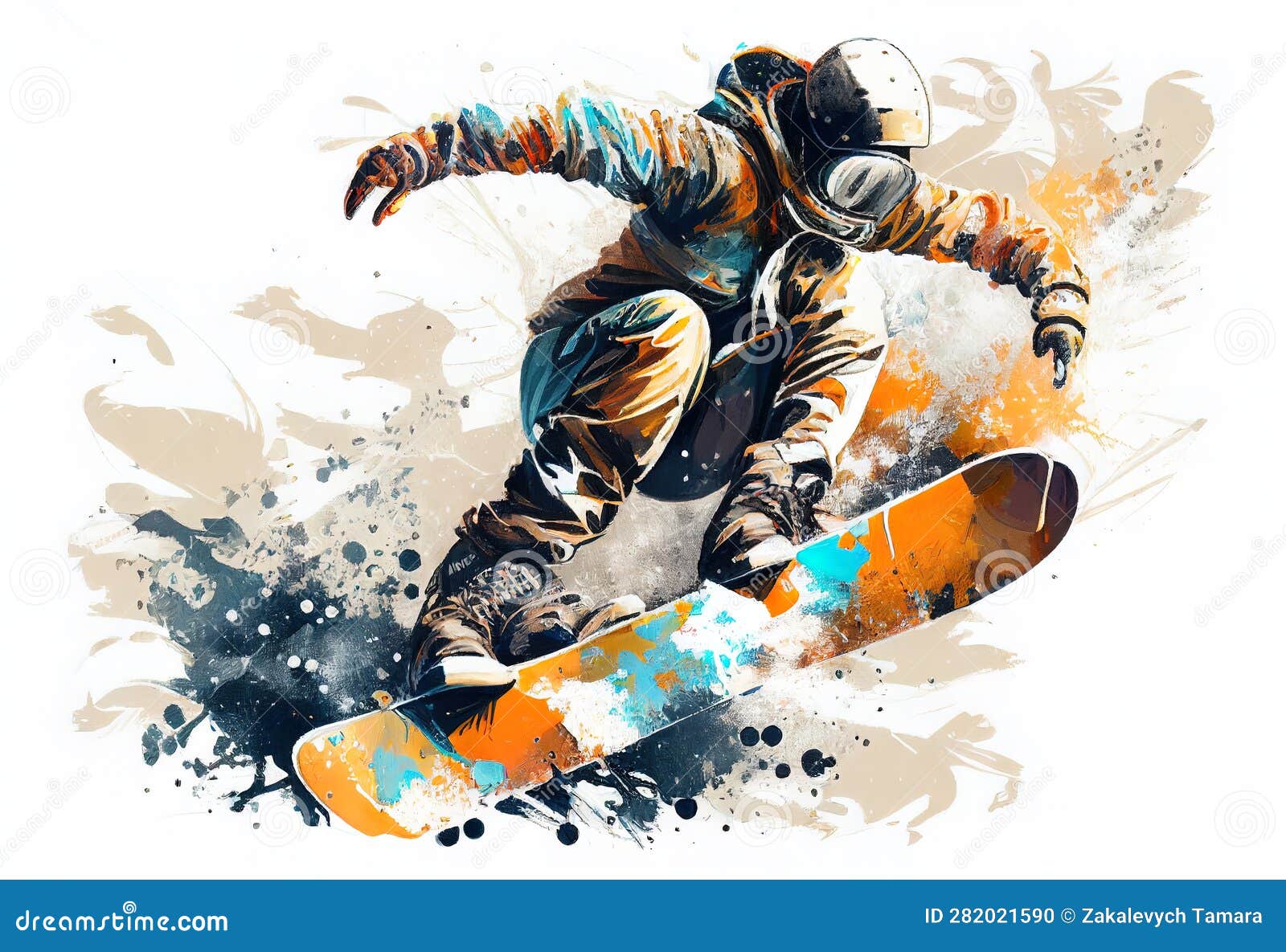 Painting of a Snowboarding on White Background Illustration. AI ...