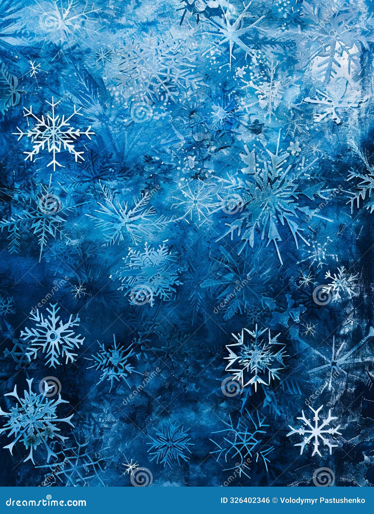 A Painting of Snowflakes in Blue and White Stock Photo - Image of white ...
