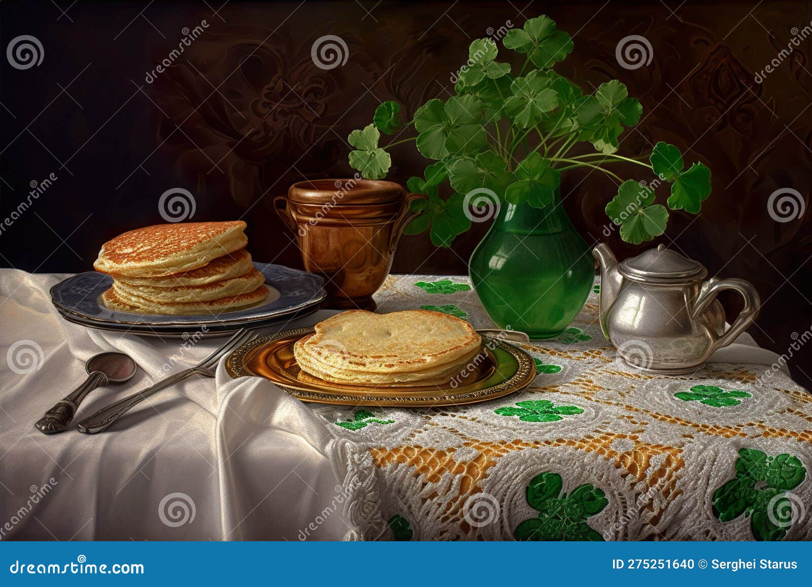 A Painting of a Stack of Pancakes on a Table. AI Generative Image Stock ...