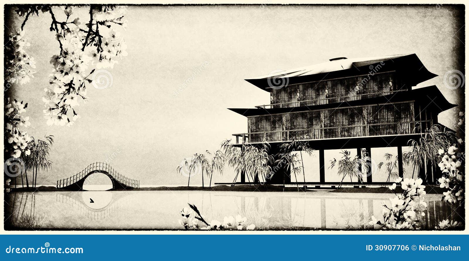 Painting Style of Chinese Landscape Stock Photo - Image of china ...