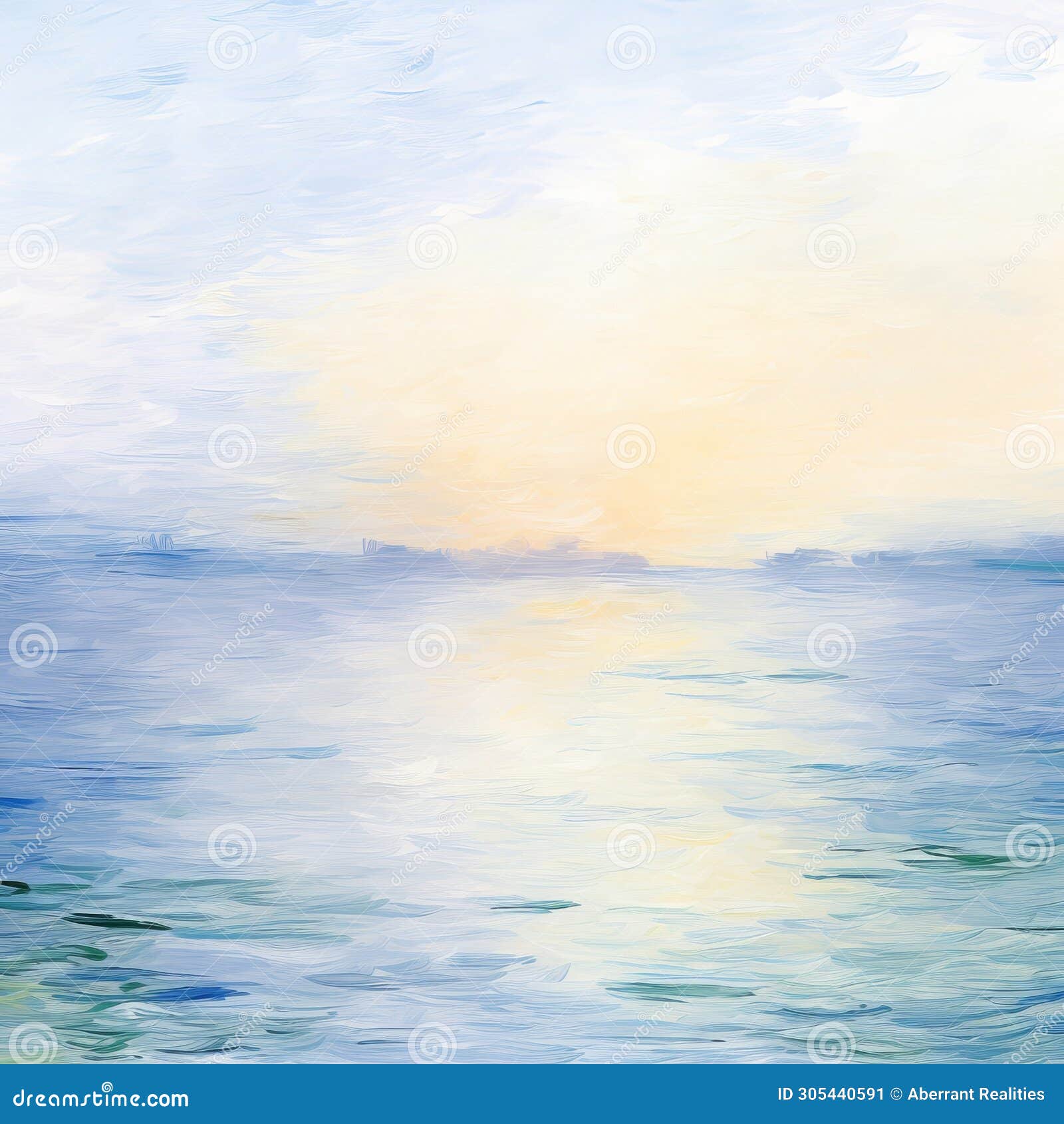 A Painting of the Sun Setting Over the Ocean Stock Illustration ...