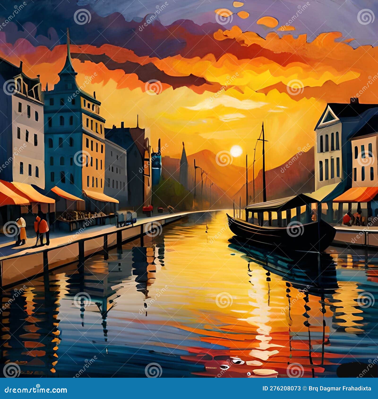 Painting of Sunset Emphasis Creative Art Stock Illustration ...