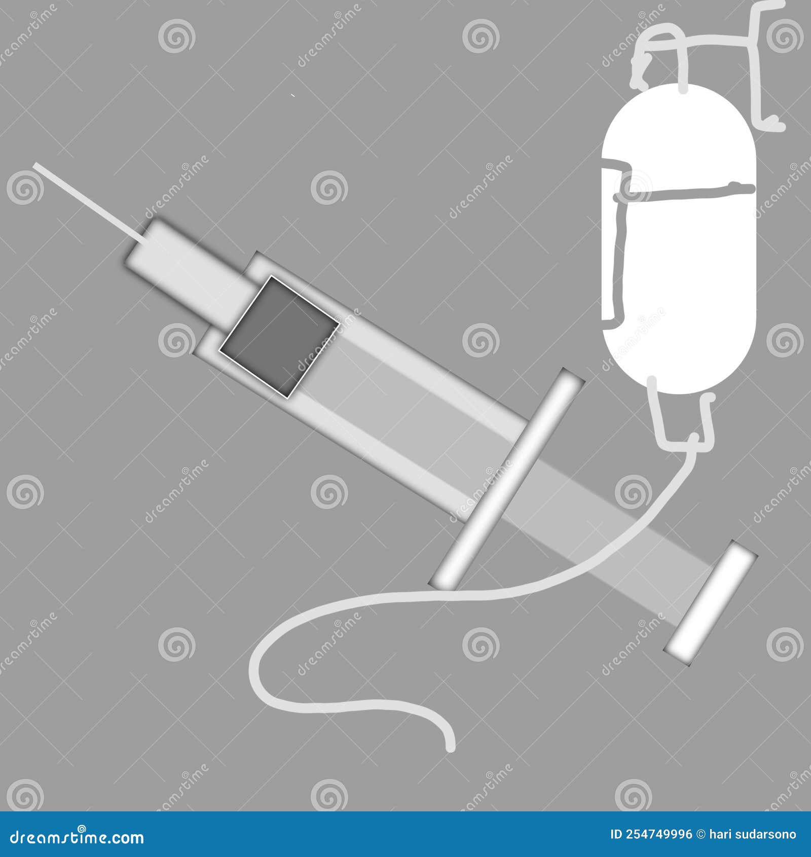 Painting of Syringes and Infusions in Black and White Stock ...
