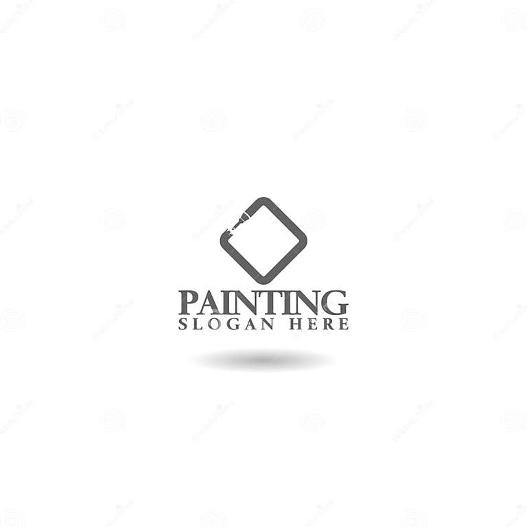 Painting Template Logo with Shadow Stock Illustration - Illustration of ...