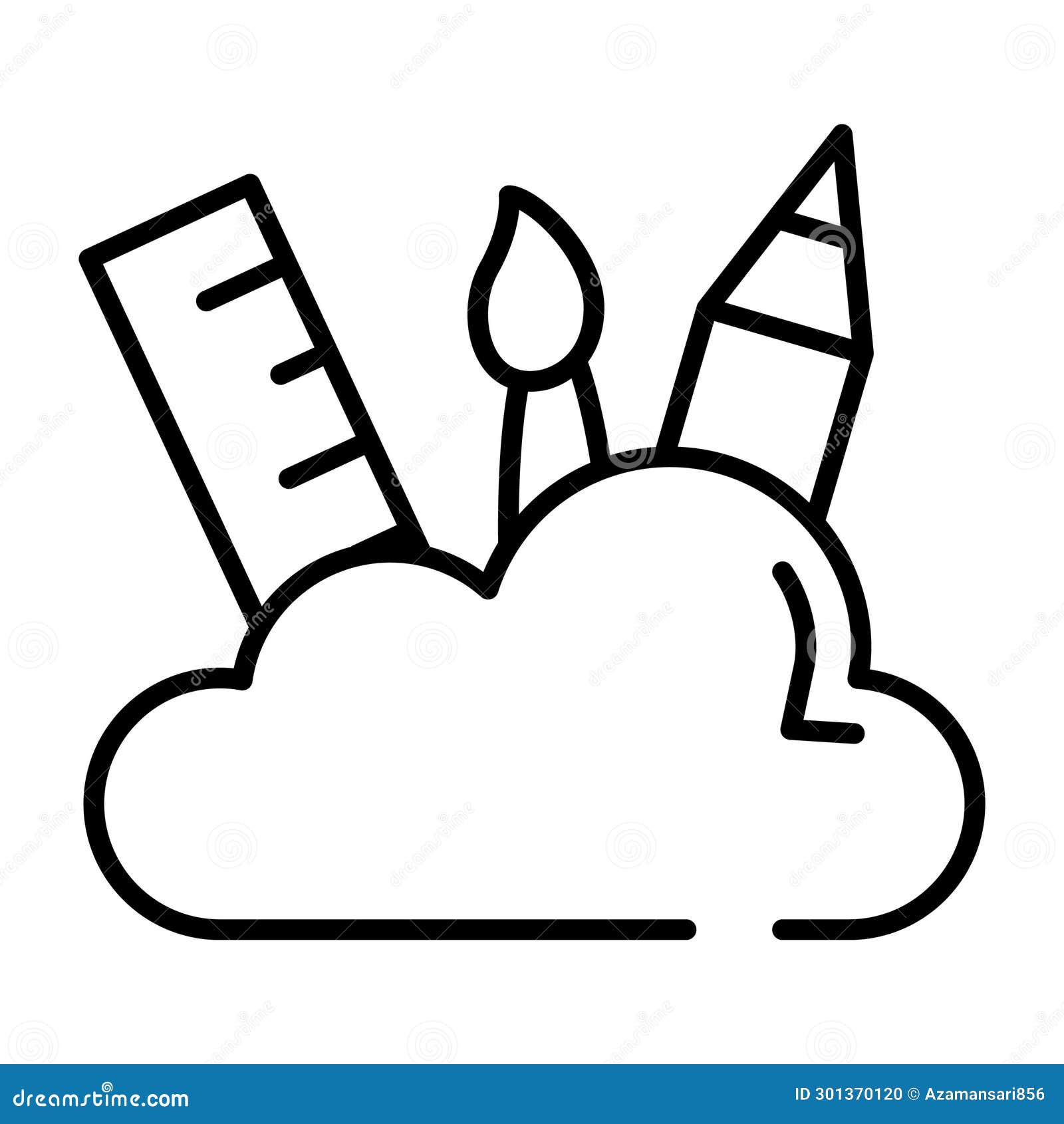 Painting Tools with Cloud Concept Vector of Cloud Painting Stock Vector ...