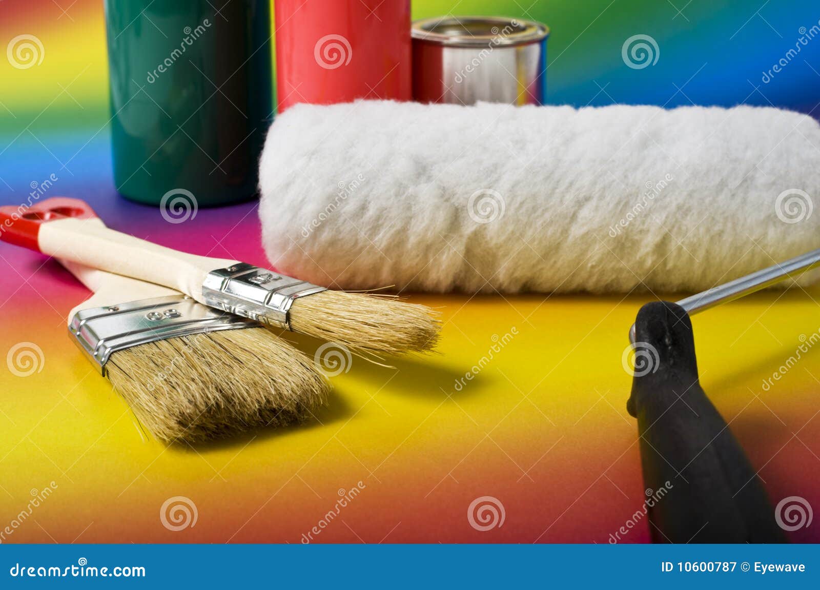 Painting tools and colors stock image. Image of improvement - 10600787
