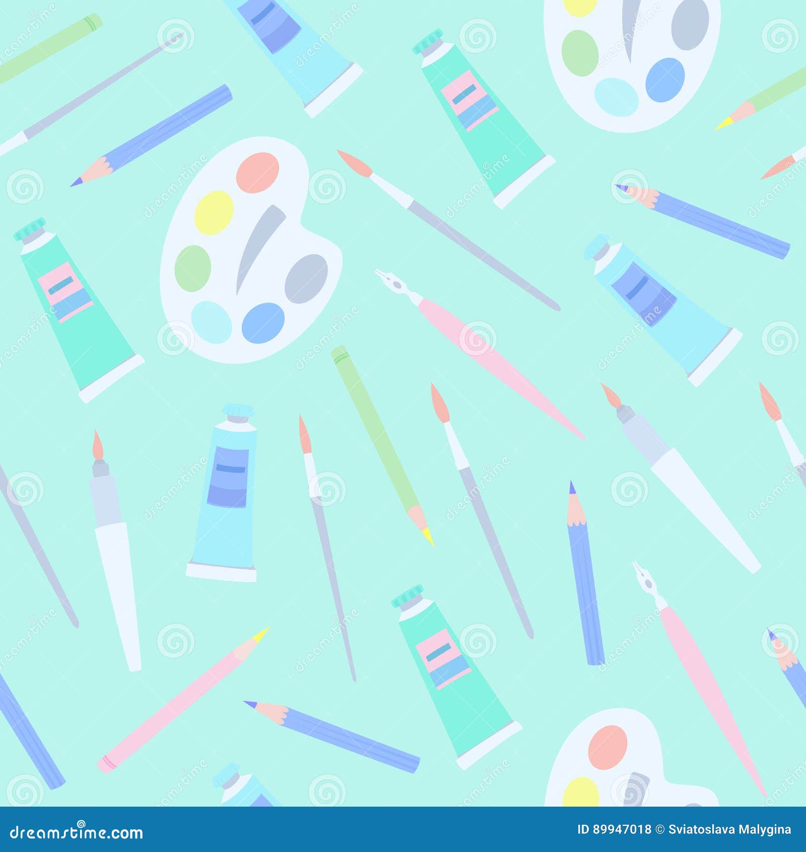 Painting Tools Seamless Pattern Stock Vector - Illustration of vector ...