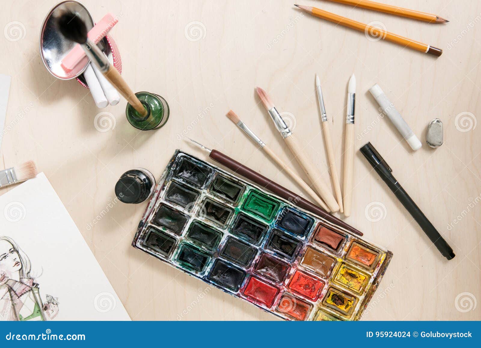 Painting Tools Set of Designer Stock Photo - Image of artistic ...