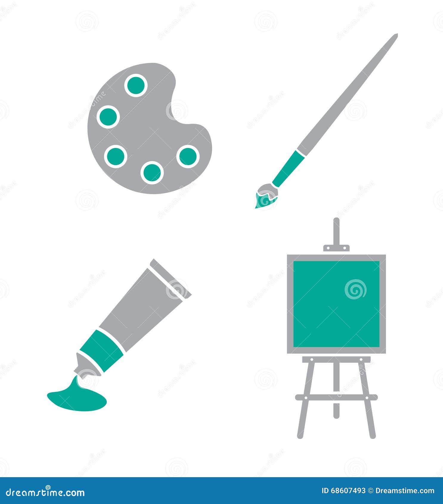 Painting tools set icon stock vector. Illustration of design - 68607493