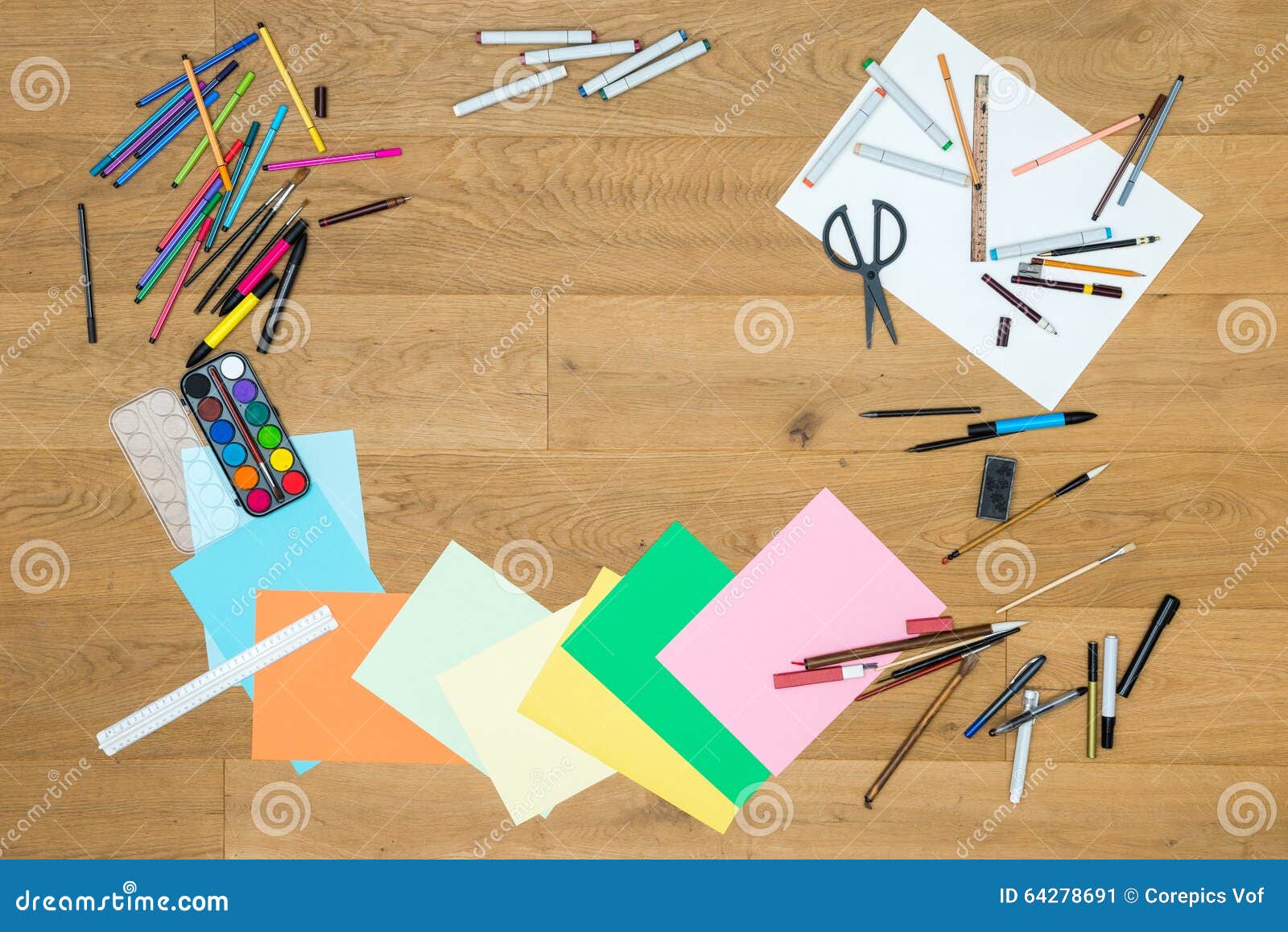 Painting Tools on Wooden Table Stock Image - Image of tool, still: 64278691