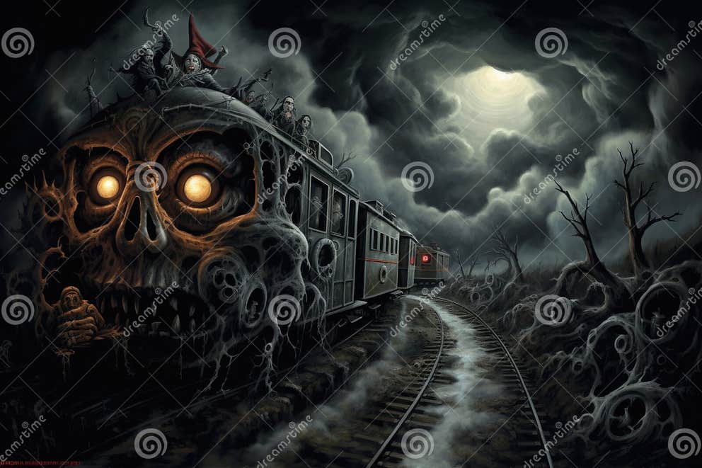 A Painting of a Train with a Skull on it. Generative AI Image. Stock Illustration - Illustration ...