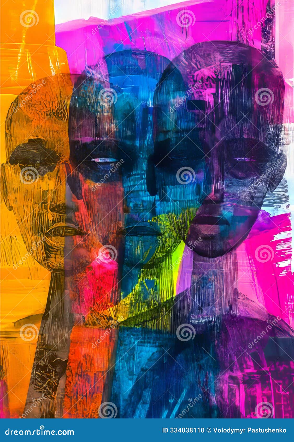 A Painting of Two Faces in Different Colors Stock Photo - Image of ...