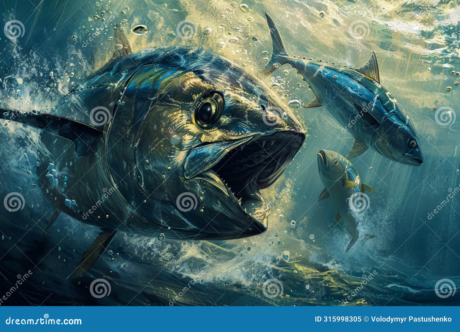 A Painting of Two Fish Swimming in the Water Stock Image - Image of ...