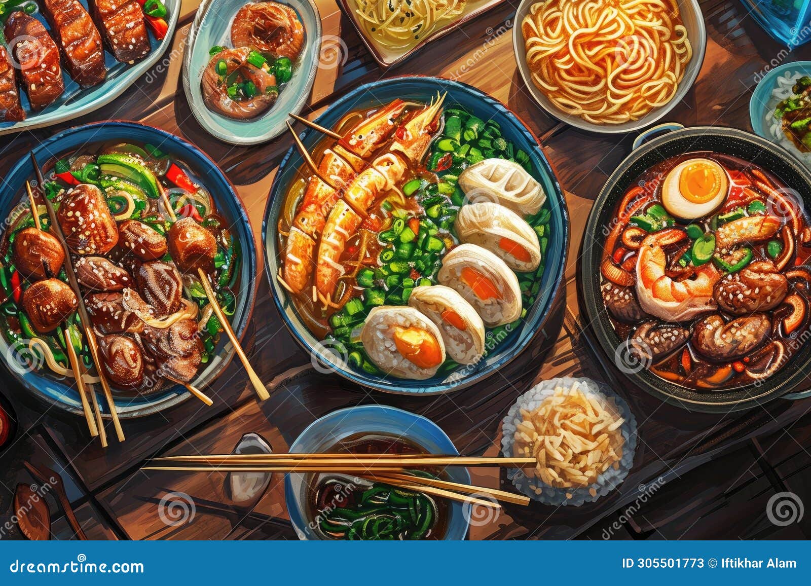 A Painting of Various Food on a Table, Artwork for a Food-oriented ...