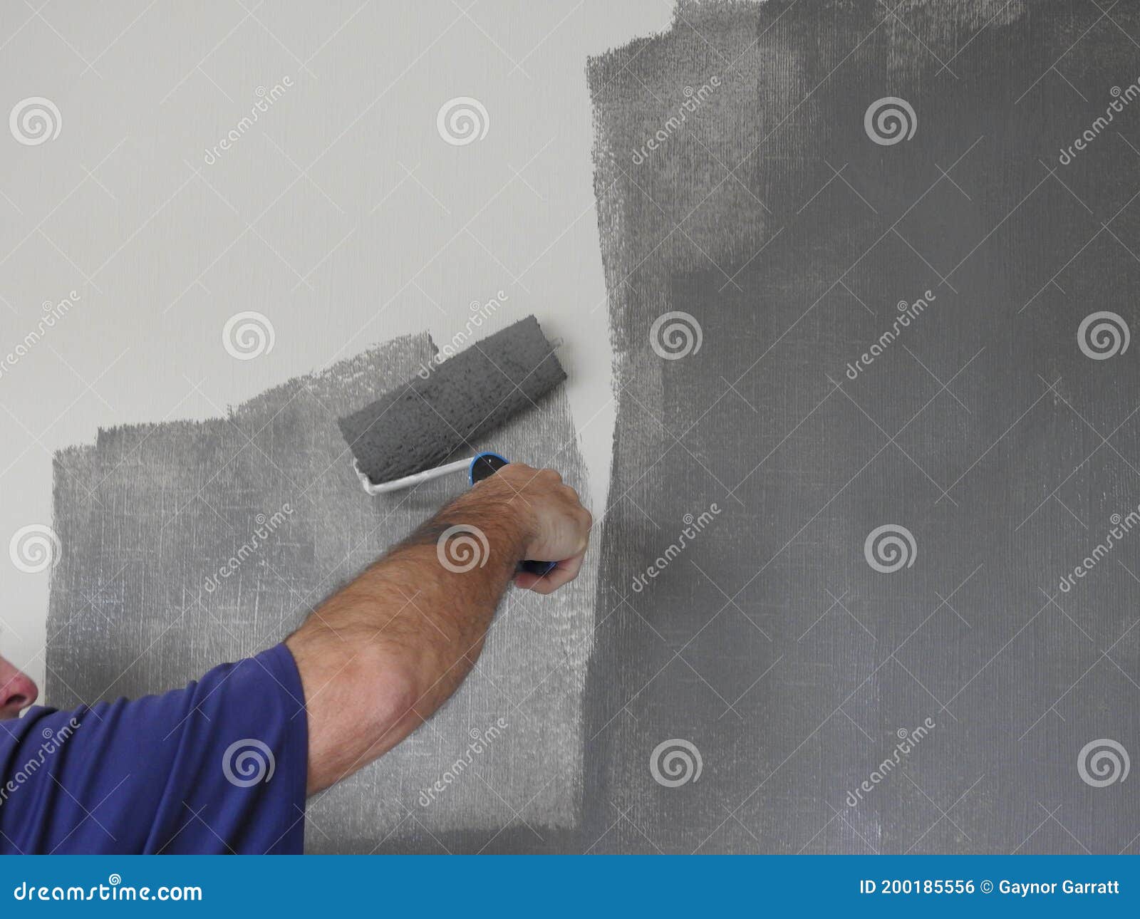 Painting a wall grey stock photo. Image of paint, grey - 200185556