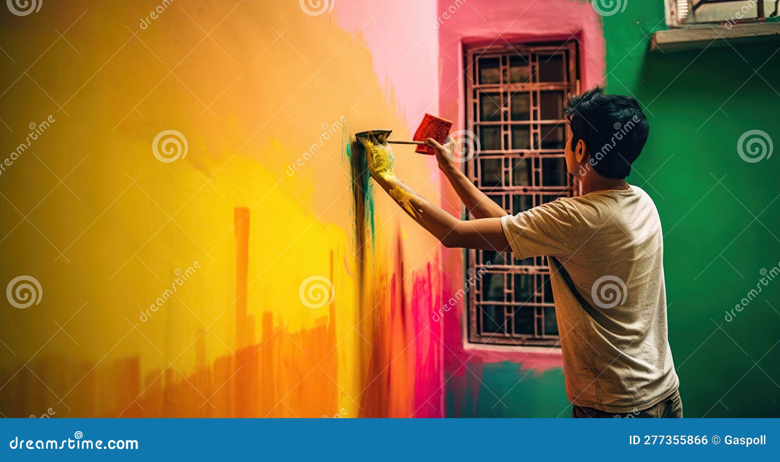 Painting Wall at Home with Multi Color, AI Generative Stock ...