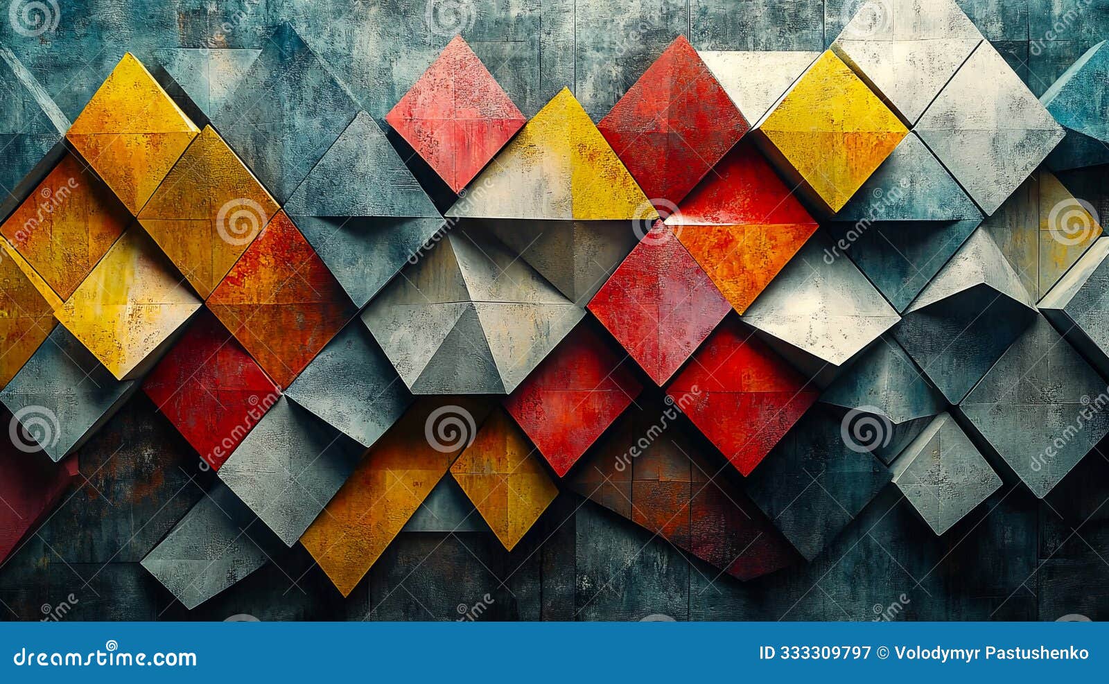 A Painting of a Wall Made of Colorful Triangles on a Concrete Wall ...