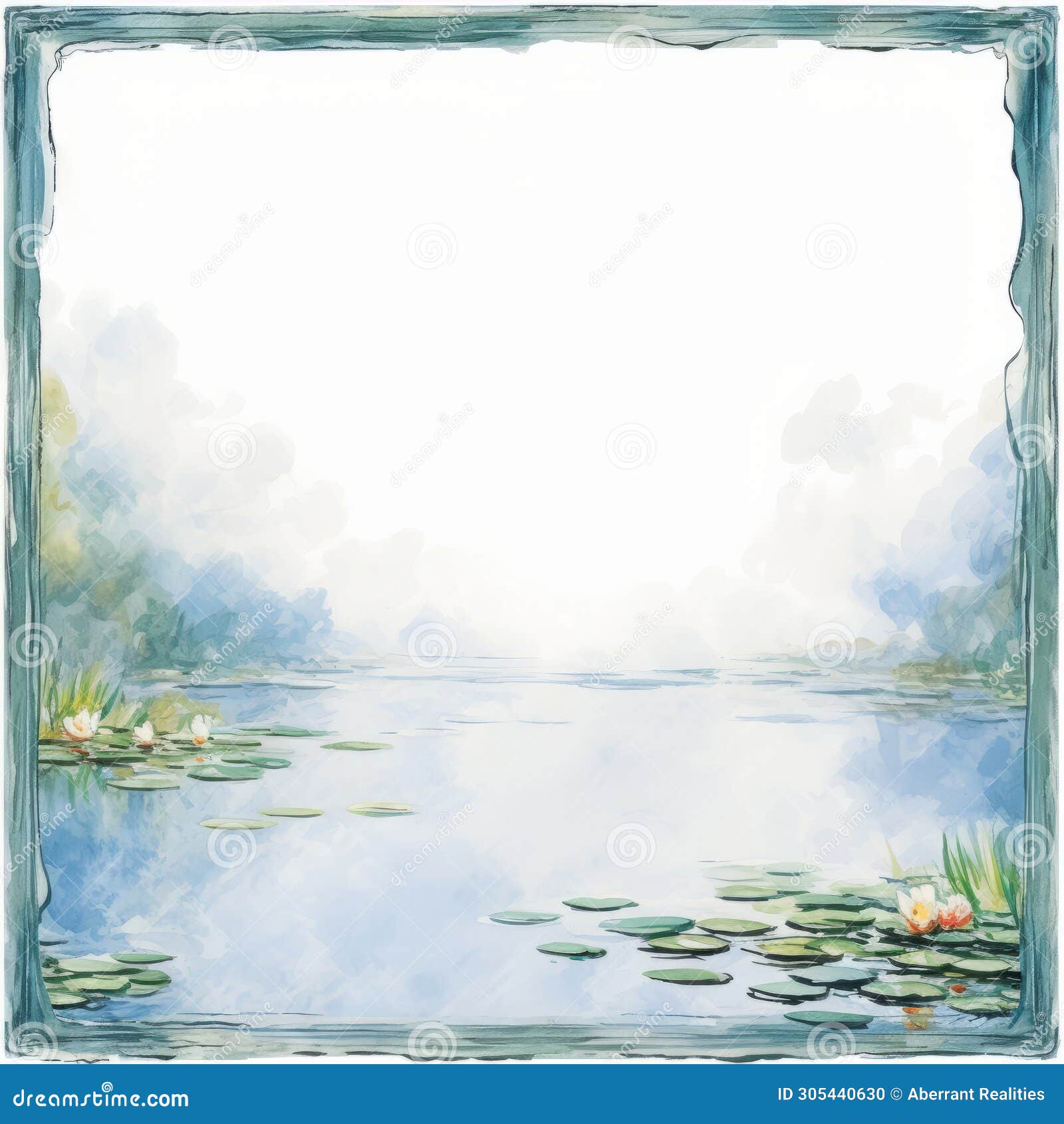 A Painting of Water Lilies in a Frame Stock Illustration - Illustration ...