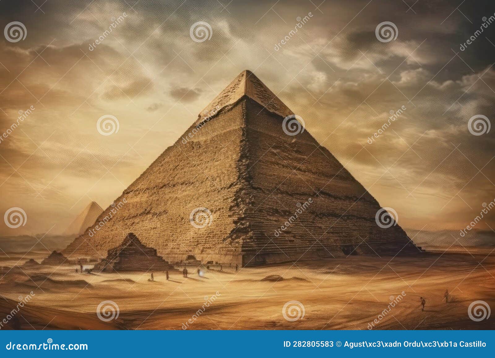 Painting of a Watercolor Drawing of Pyramid of Cheops. Stock ...