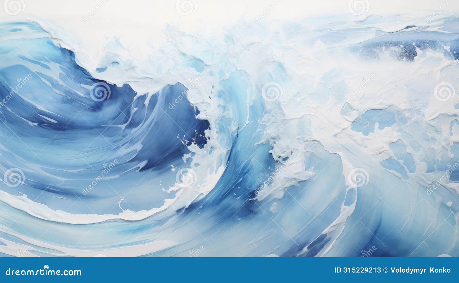 A Painting of a Wave in Blue and White Stock Image - Image of ...