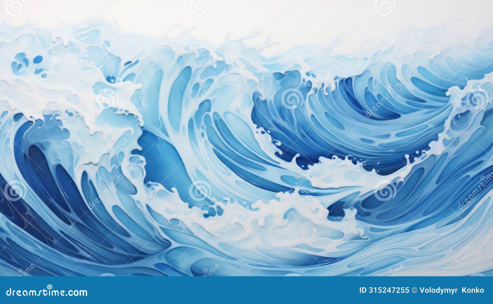 A Painting of a Wave in Blue and White Stock Image - Image of artist ...
