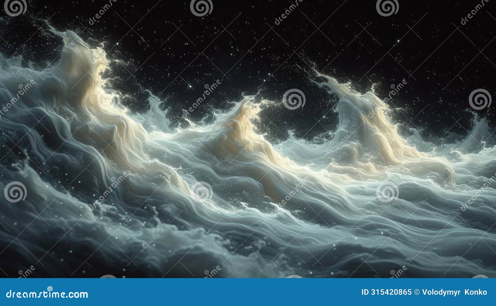 A Painting of Waves and Stars in the Sky Stock Image - Image of ...