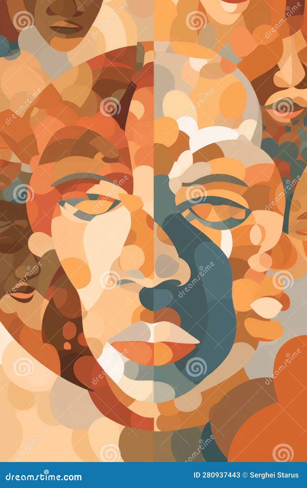 A Painting of a Woman S Face with Many Different Faces. Generative AI ...