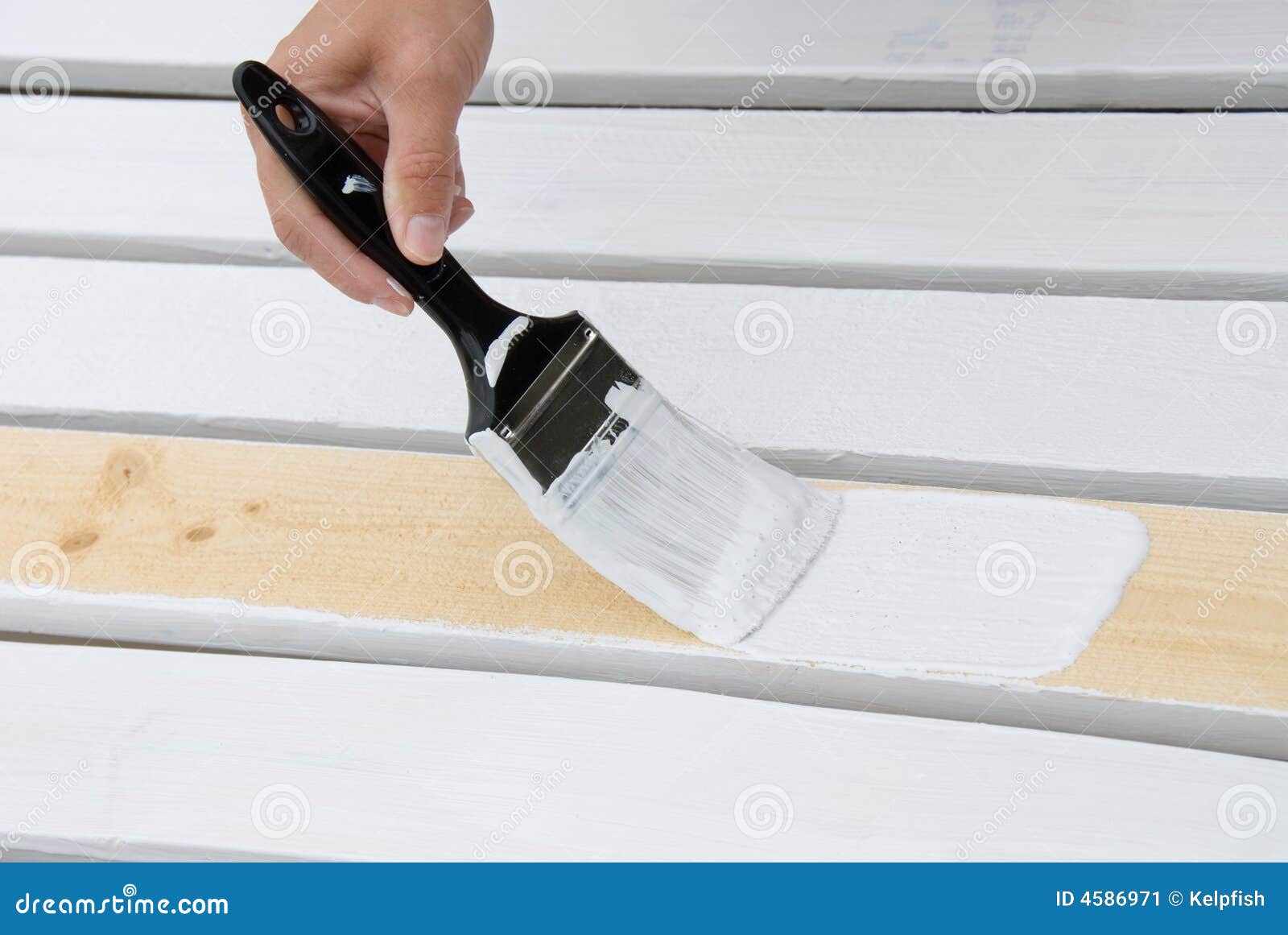 Painting wooden slats stock image. Image of hand, painter - 4586971