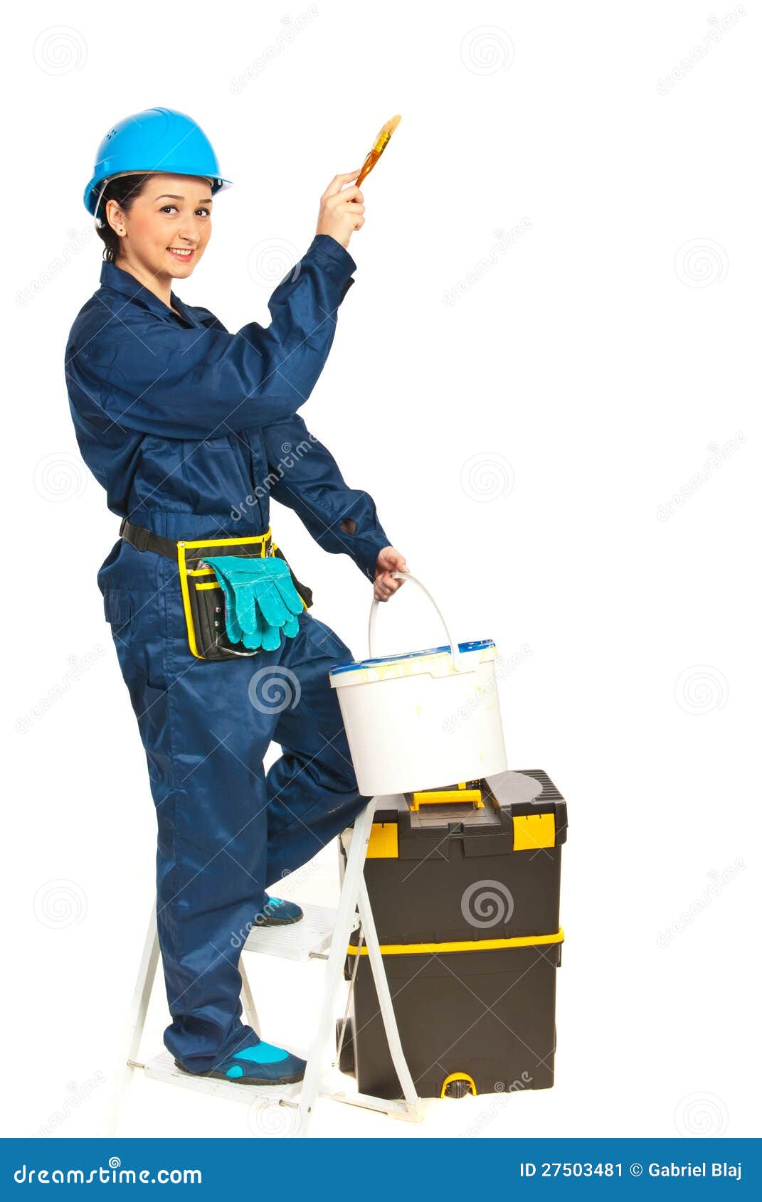 Painting worker woman stock image. Image of renovation - 27503481