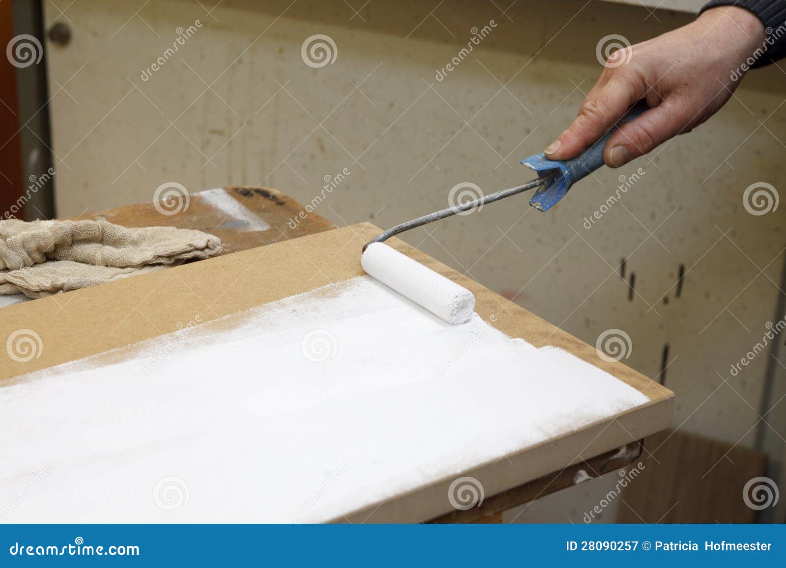 Paintroller on panel stock image. Image of carpentry - 28090257