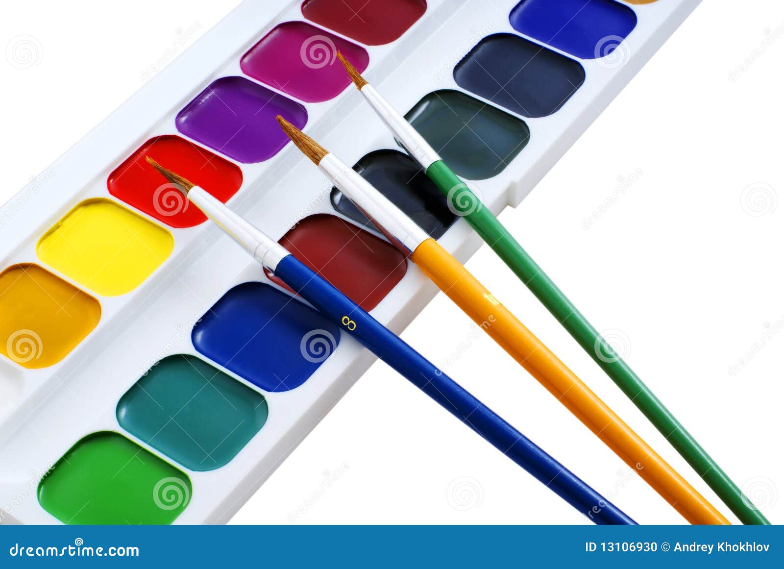 Paints and brushes stock photo. Image of elementary, blue - 13106930