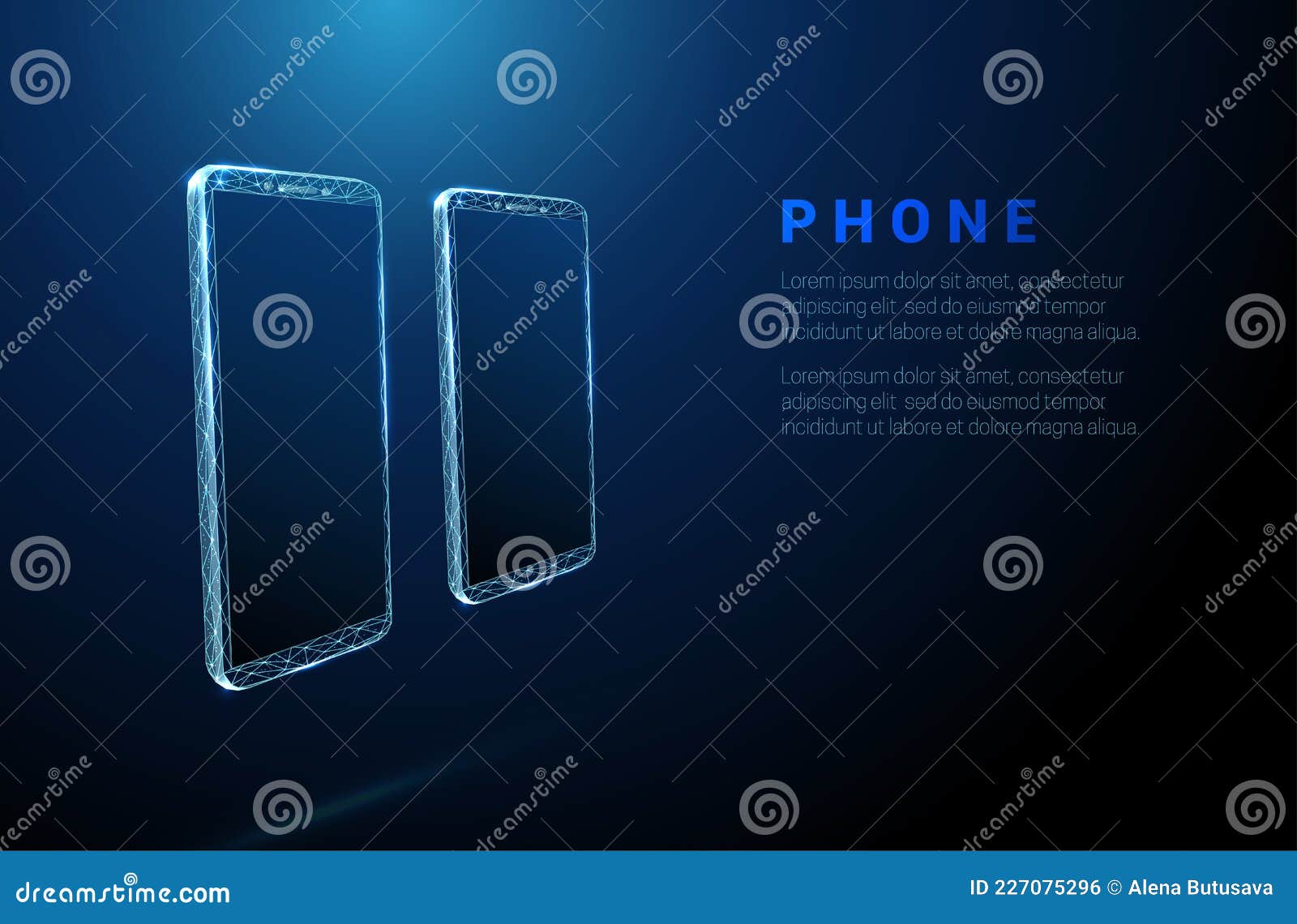 Pair of Abstract Blue Low Poly Phones Stock Vector - Illustration of ...