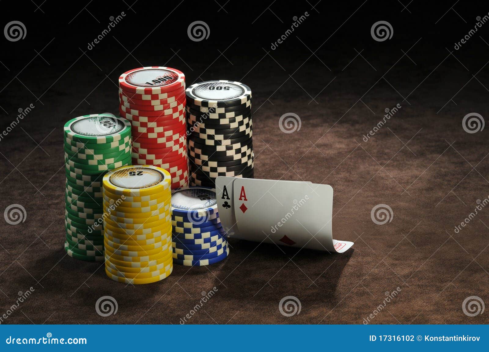 A pair of aces and chips stock photo. Image of hold, table - 17316102