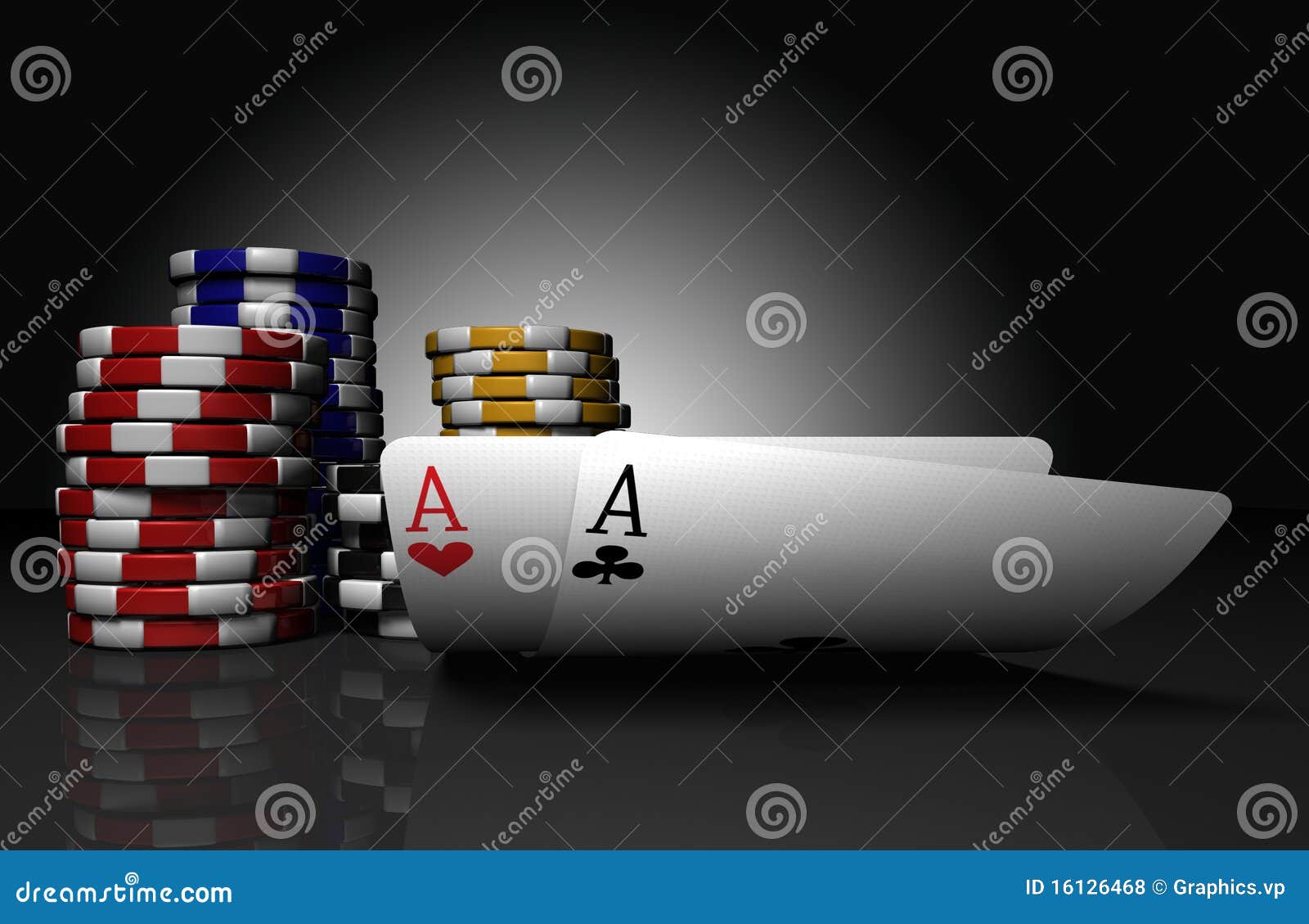 Pair of Aces and Poker Chips Stock Illustration - Illustration of blue ...