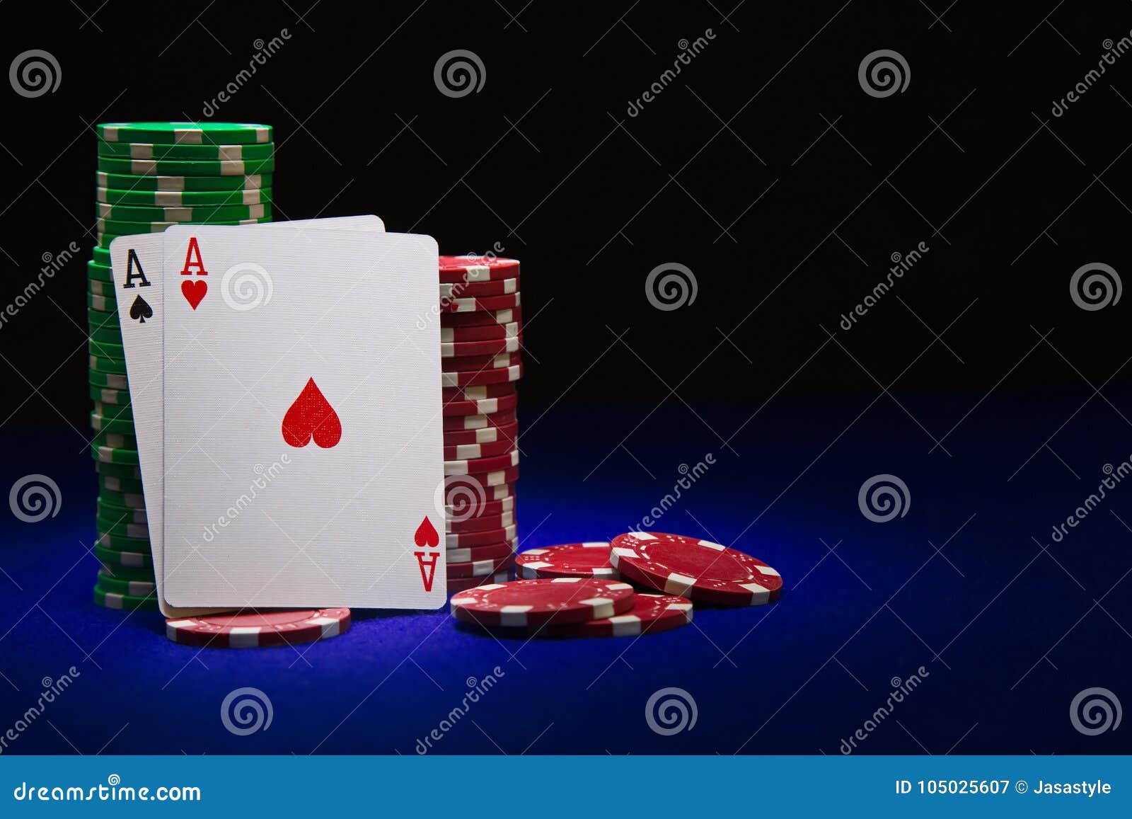 Pair of Aces on Stuck of Chips Stock Image - Image of chance, game ...