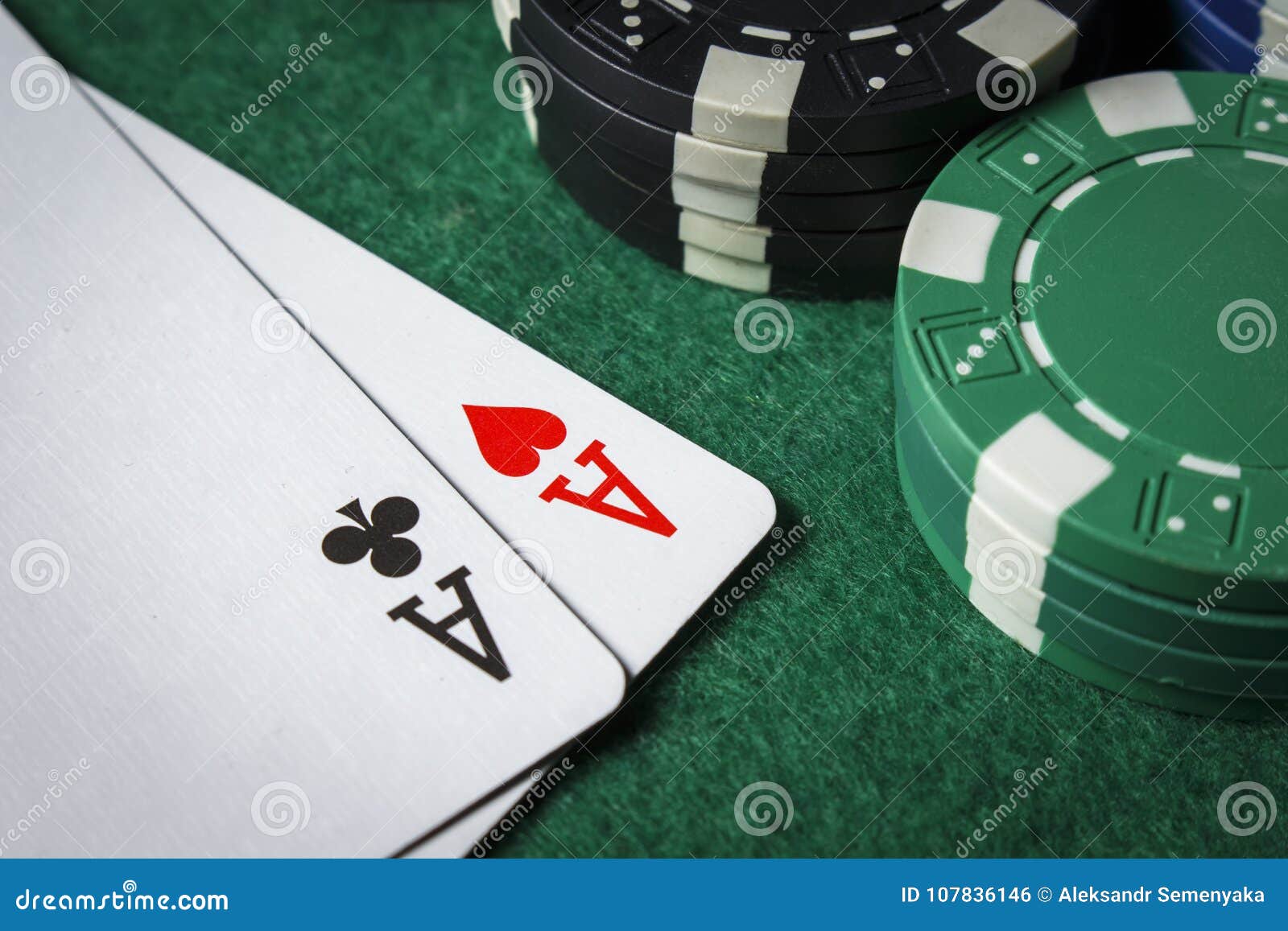 A Pair of Aces on the Table with Poker Chips Stock Photo - Image of ...