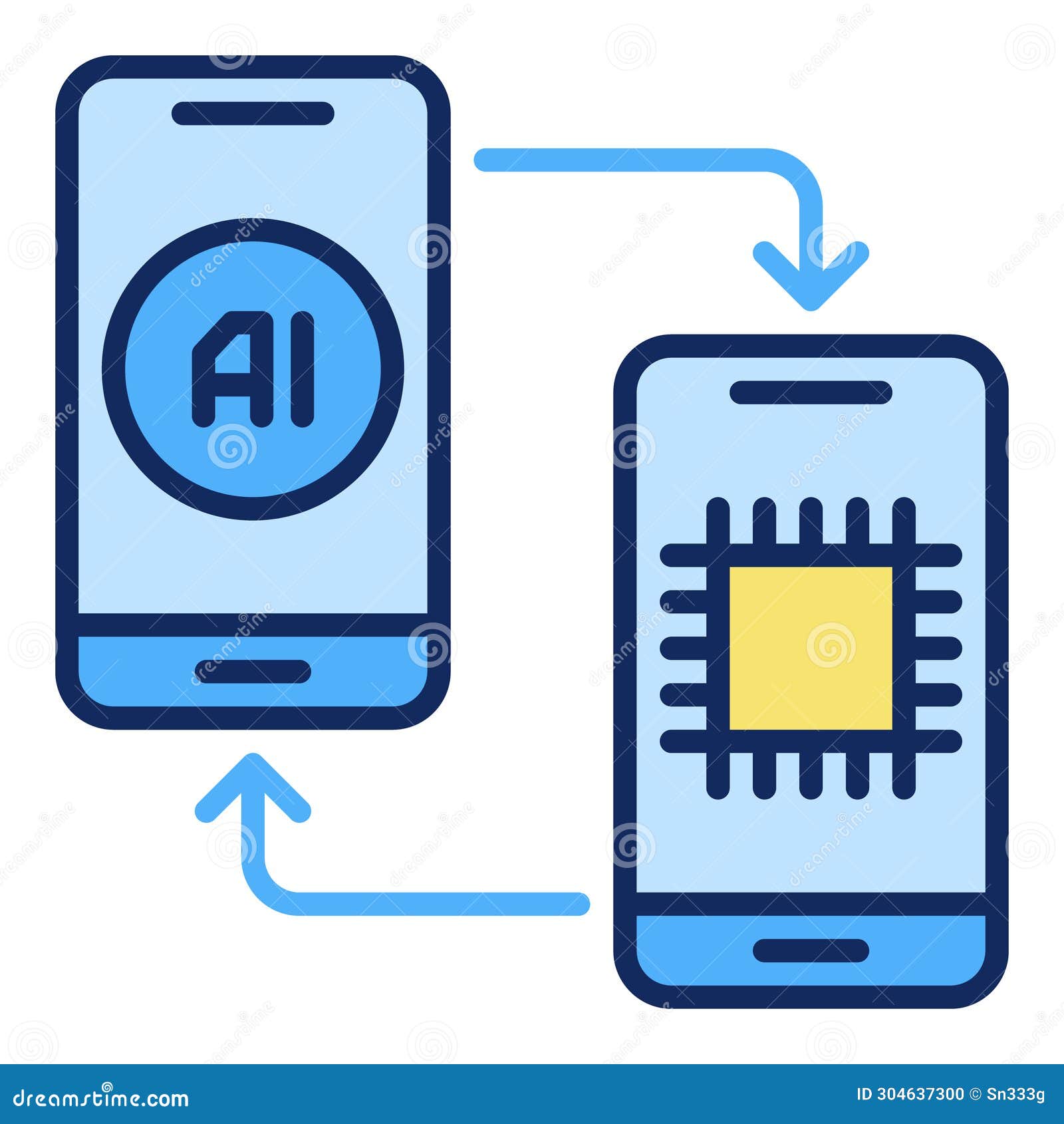 A Pair of AI Smartphones Vector Artificial Intelligence in Phones ...