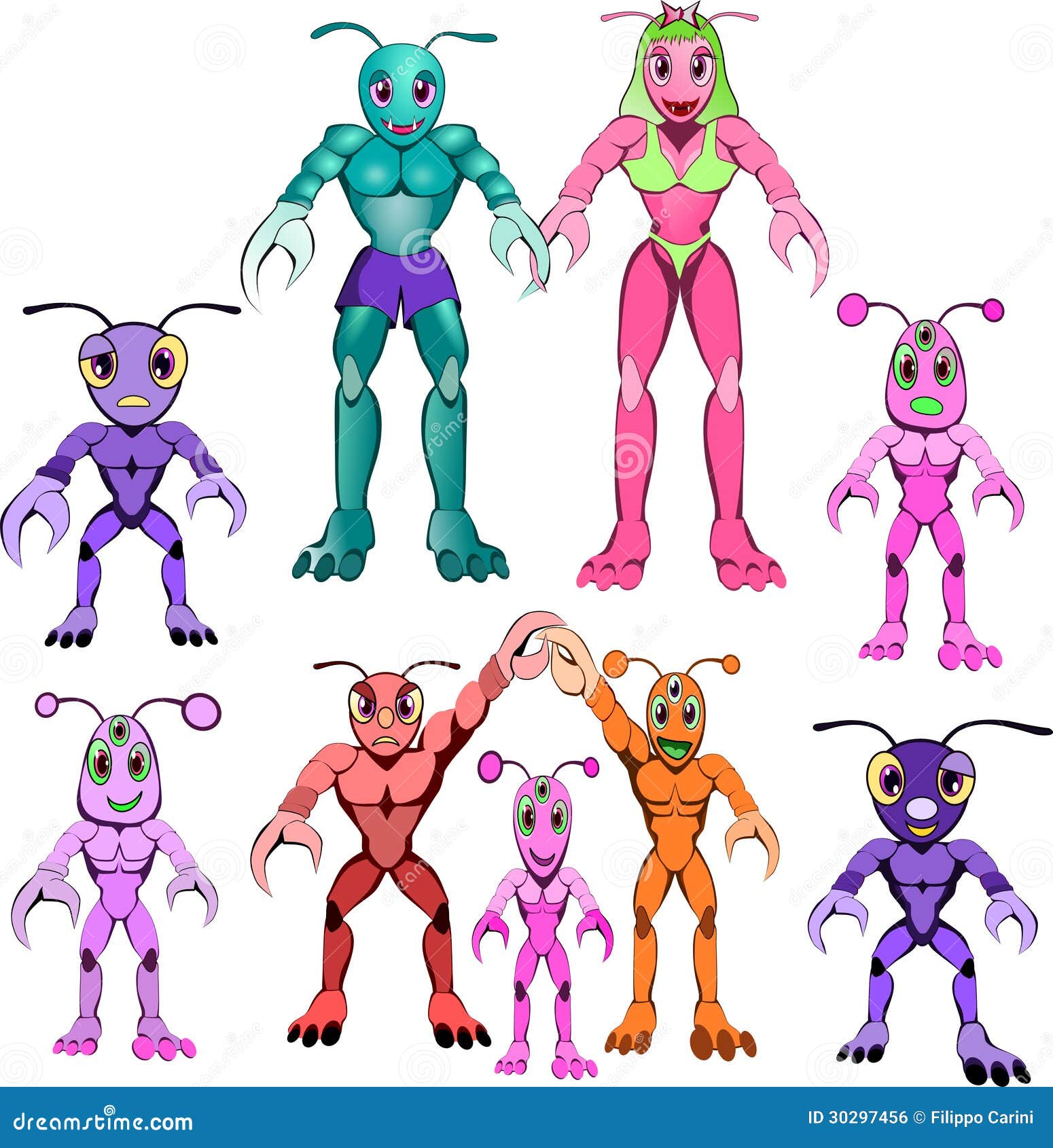 Aliens family stock illustration. Illustration of adults - 30297456