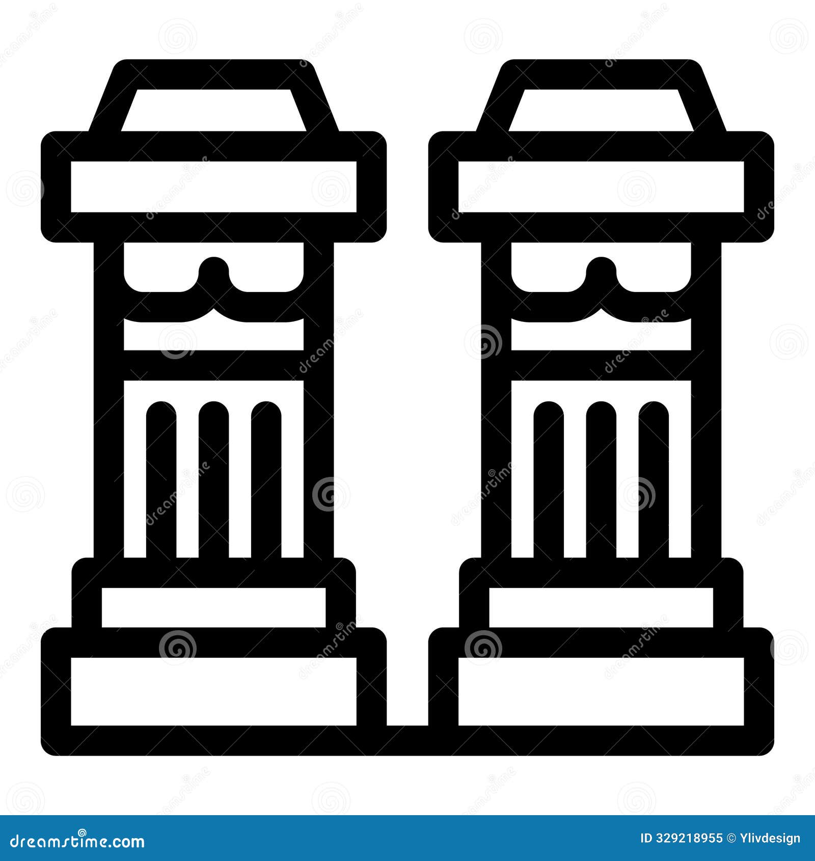 Pair of Ancient Greek Columns Standing Tall on Platform Stock Vector ...