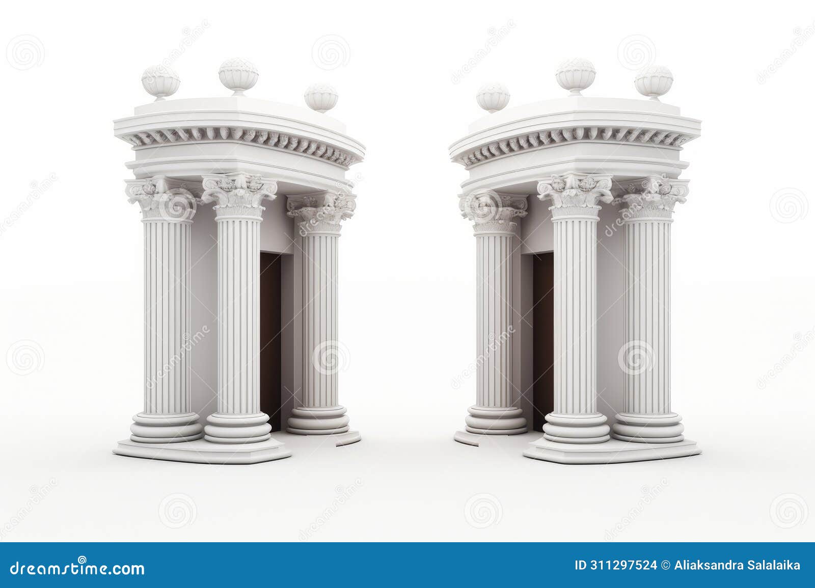 Pair of Ancient Roman Columns on Blank White Background for ...