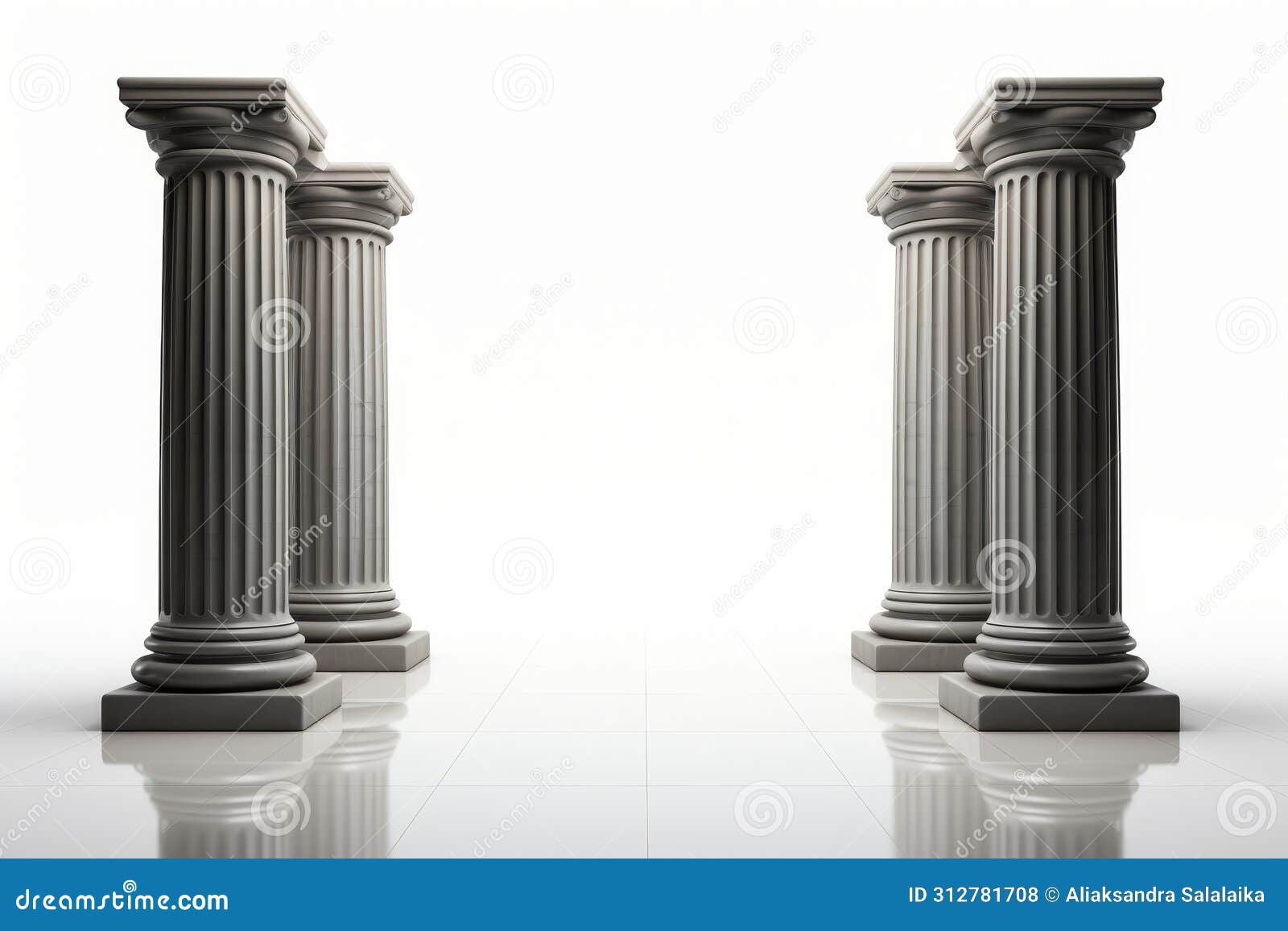 Pair of Ancient Roman Columns Set Against Plain White Background for ...
