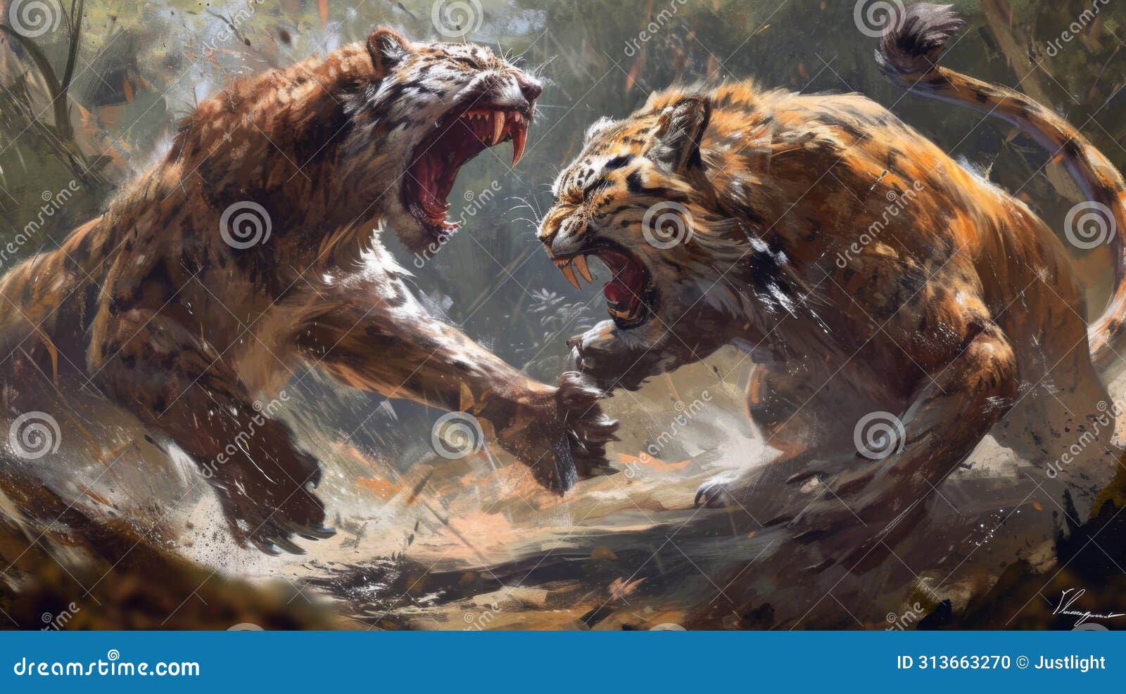 A Pair of Apex Predators Face Off in a Primal Battle Their Sharp Teeth ...