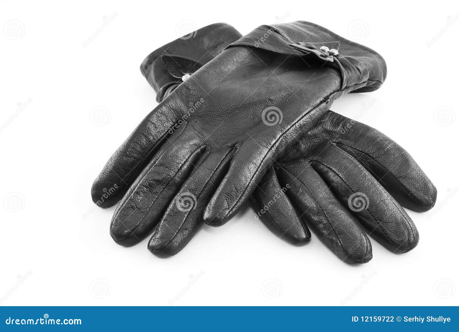 Pair of Back Leather Gloves Isolated on White Stock Photo - Image of ...