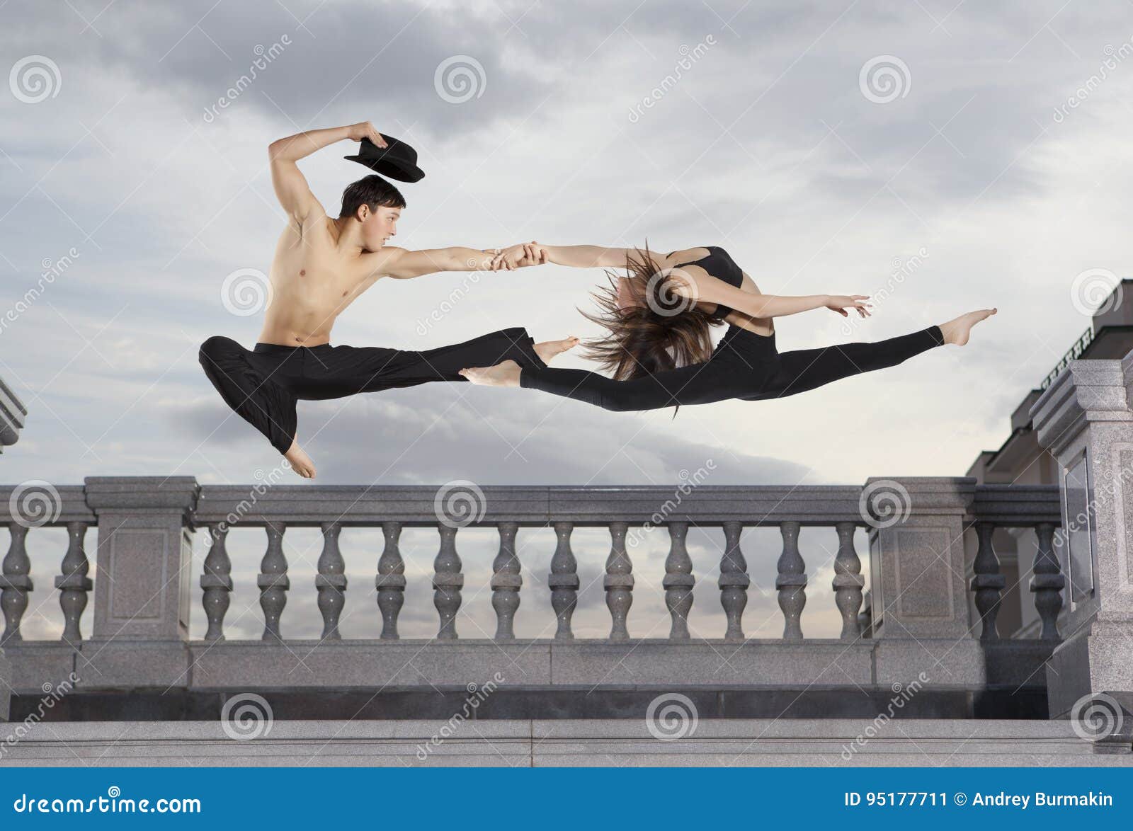 Pair Ballet Dancer Series on Sky Stock Image - Image of pair ...