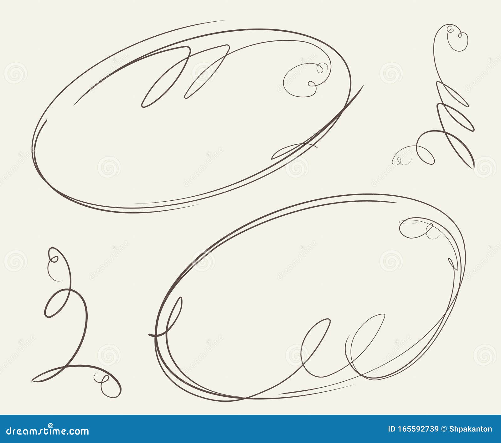Pair of Beautiful Vector Oval Frames, Collection of Decorative Elements ...