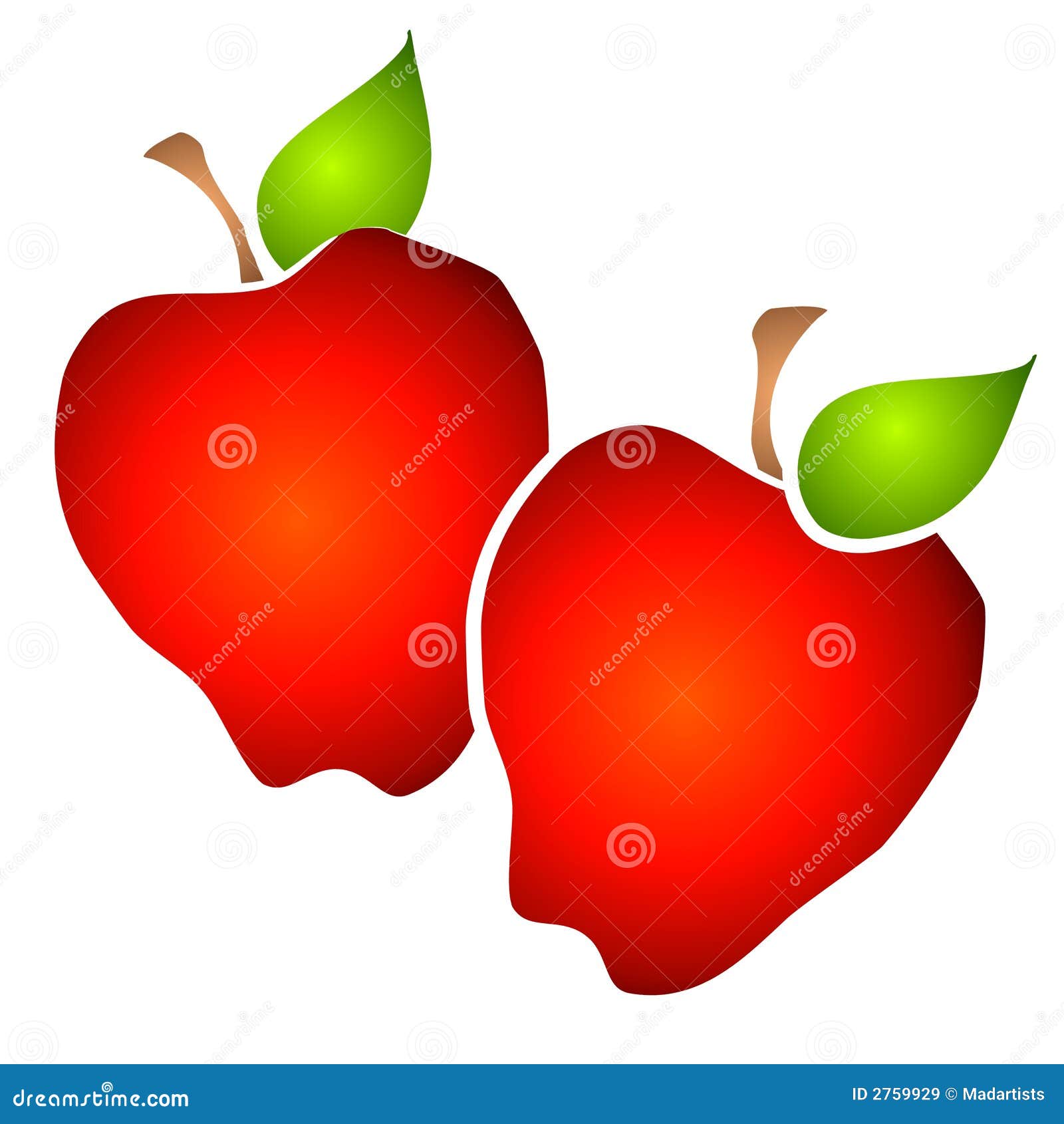 Pair of Big Red Apples Clipart Stock Illustration - Illustration of ...