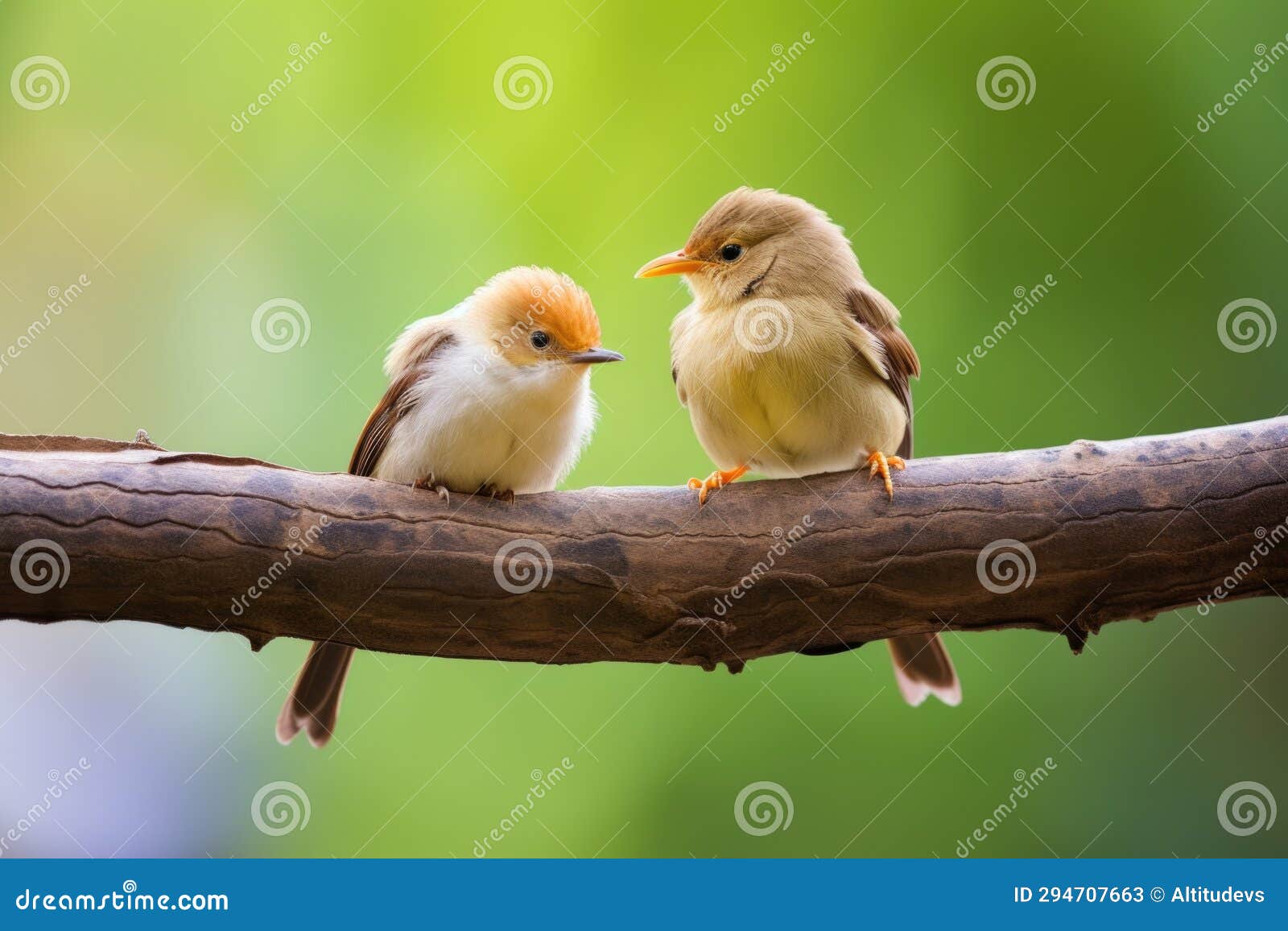 A Pair of Birds Sitting on a Branch, Chirping at Each Other Stock Image ...